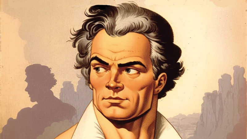Beethoven reimagined in a “Silver Age” comic book style. (Midjourney AI ...